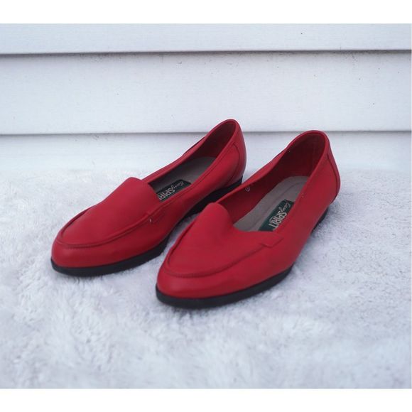 Easy Spirit | Shoes | Vintage 9s Easy Spirit Red Leather Loafer Flats ...